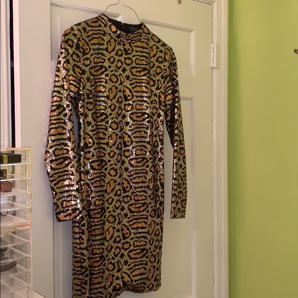 Topshop | Dresses | Nwt Topshop Sequin Leopard Dressnye | Poshmark